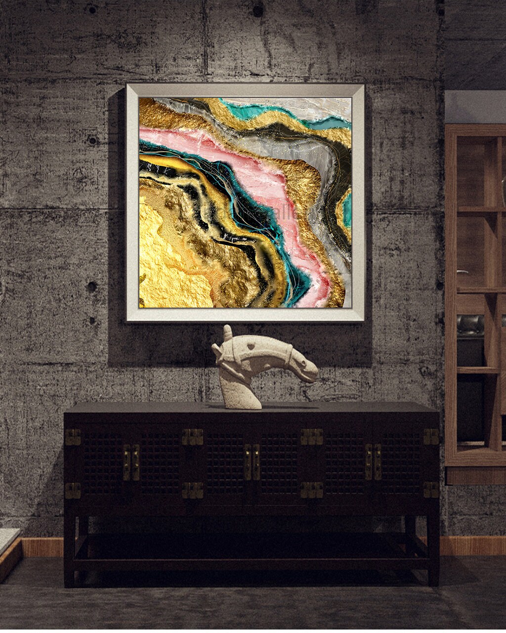Abstract Square Frame Printable, Pink Gold Marbled Tile, Fashion ...