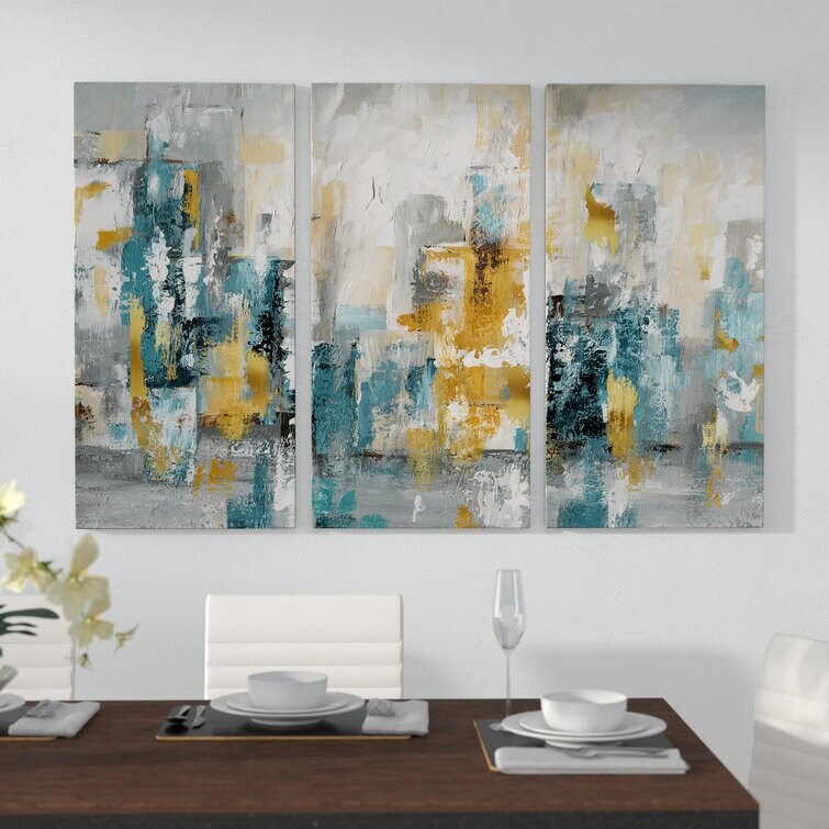 3 Sets of Highly-textured Oil Paint Modern Wall Art Blue - Etsy