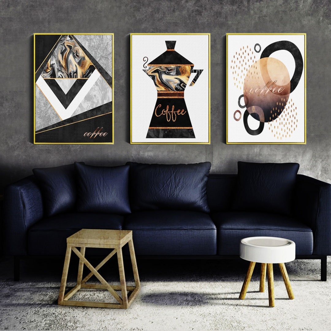 Abstract Set of 3 Coffee Machine, Coffee Poster, Coffee Artwork, Coffee ...