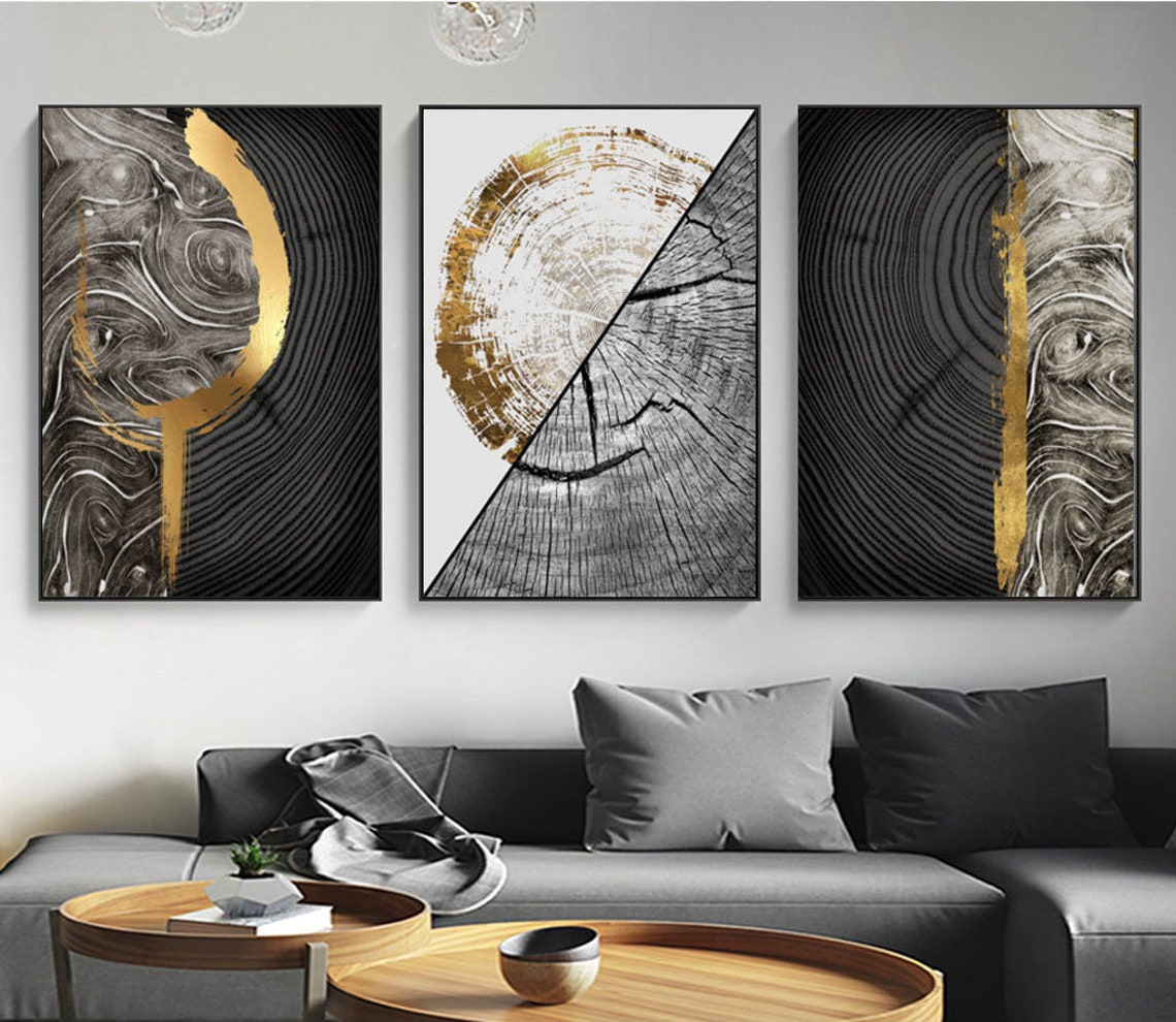 Gold Abstract Wall Art Wall Art Printable 3 Pieces Modern - Etsy