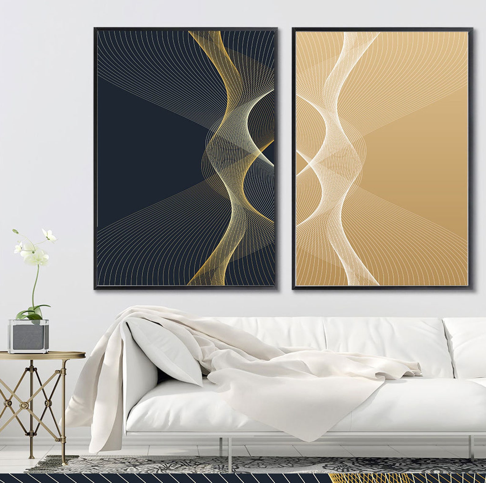 2 set of Symmetrical Geometric Prints Printable Wall Art Set | Etsy