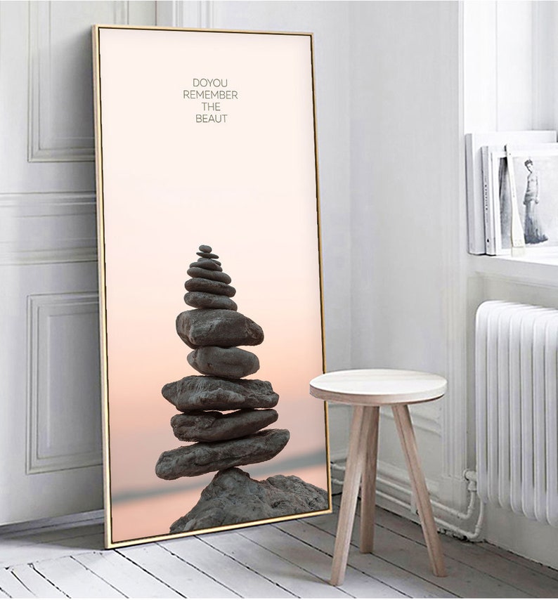 Zen Stacked Stone Art Rocks Printable Nordic Minimalist - Etsy