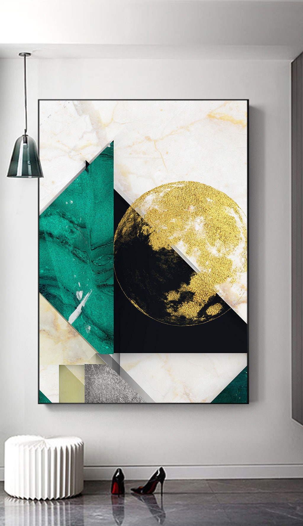 Green Black Gold Foil Abstract Printable Artwork Simple Home - Etsy