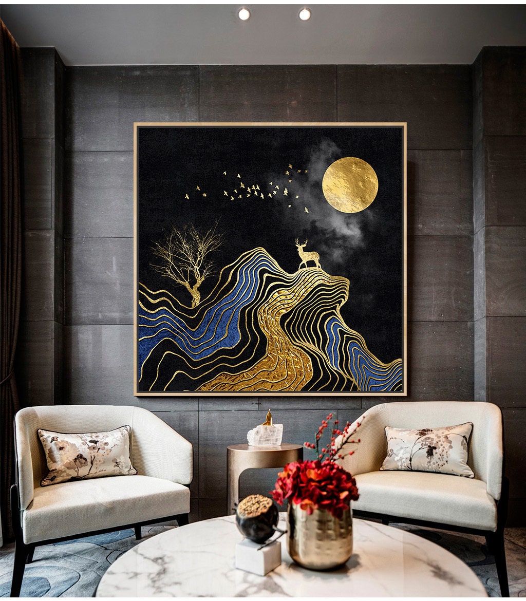 Digital Original innovative Chinese Art Black background wall | Etsy