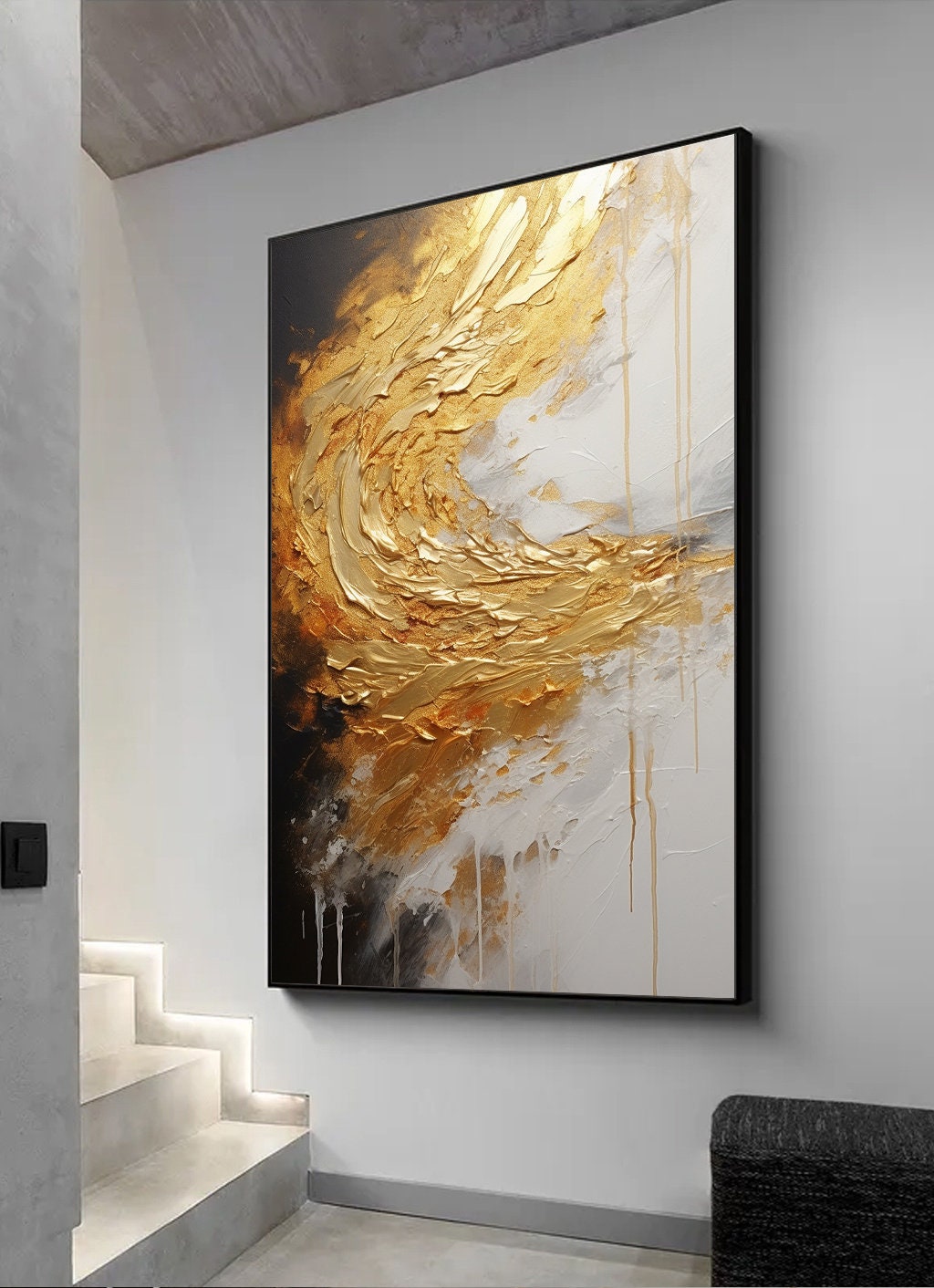 High-end Home Decor Set: Abstract Gold Glitter, Wall Art Printable ...