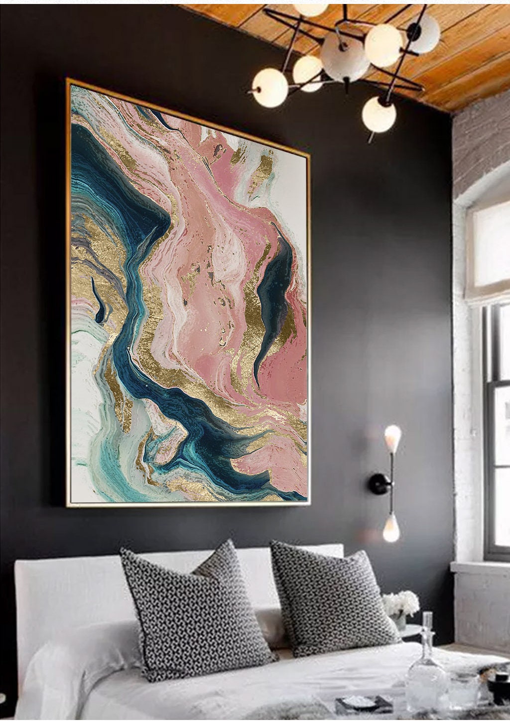 Colorful Handmade Gold Foil Acrylic Liquid Painting Printable - Etsy