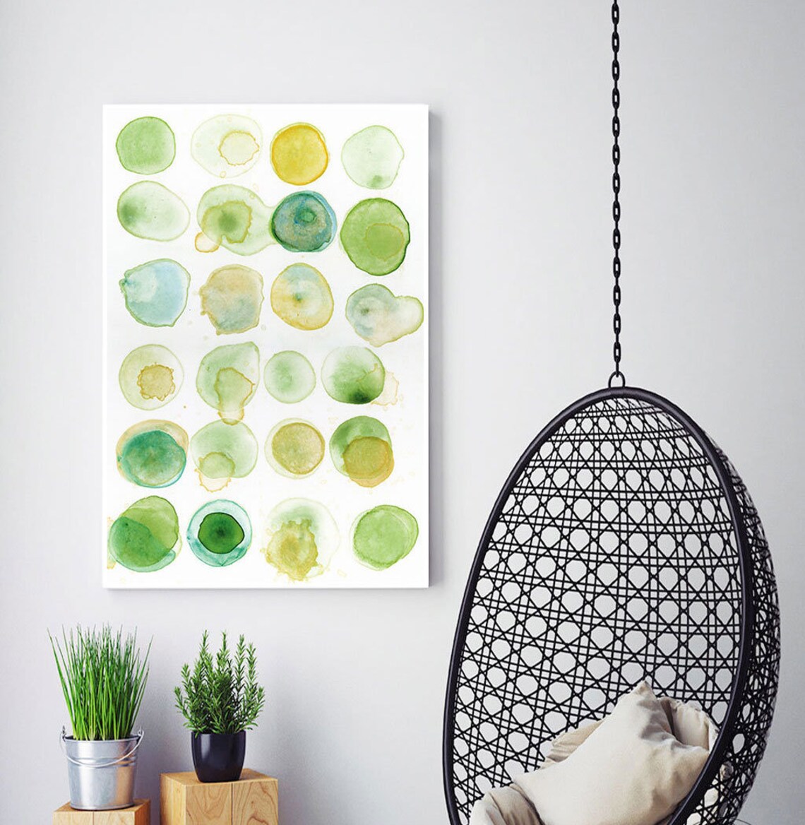 3 Sets of Watercolour Circle Printable Green Wall Art Art - Etsy