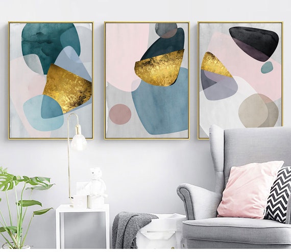 Digital Wall art printable Nordic gold foil mixed color | Etsy