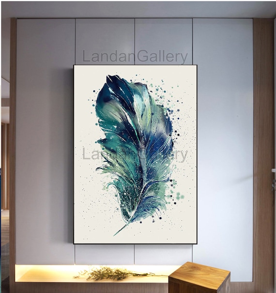 Watercolor Splash Feather Wall Art Printable Spirit Feather | Etsy
