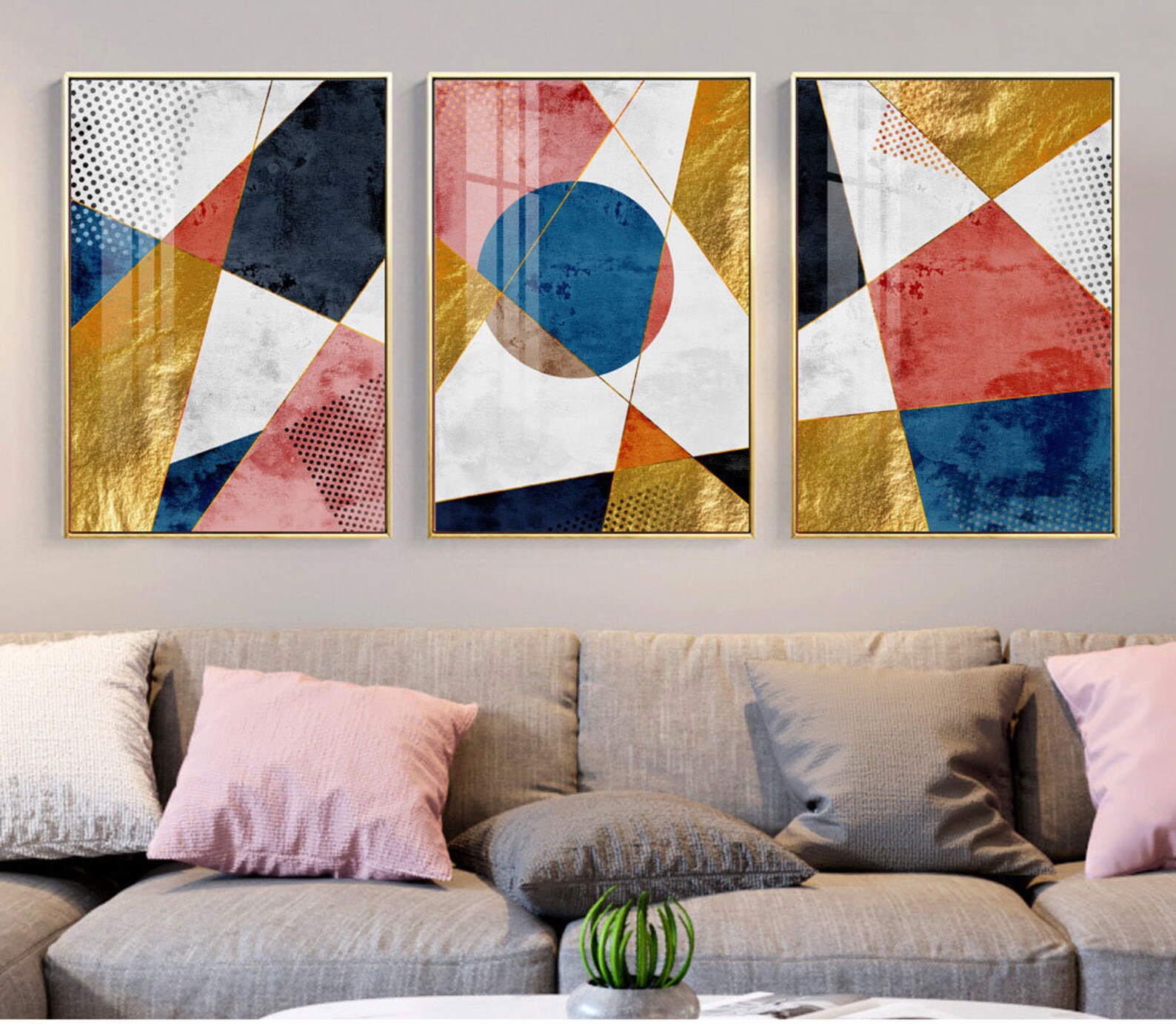 3 Pieces Geometric Pattern in Abstract Style on Colorful - Etsy