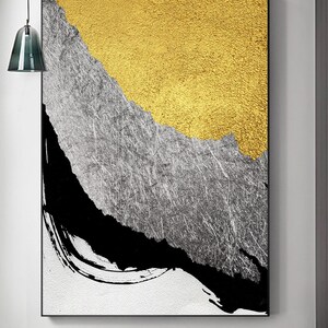 Abstract Gold Foil Grey Black Instant Download Printable Brush Wall Art ...