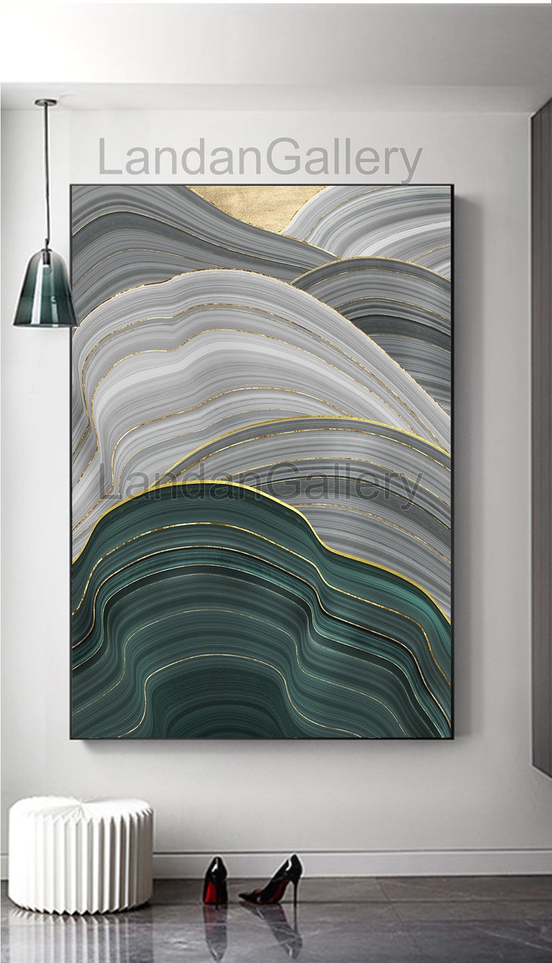 Green Gold Line Abstract Download Printable, Luxury Home Decor, Office ...