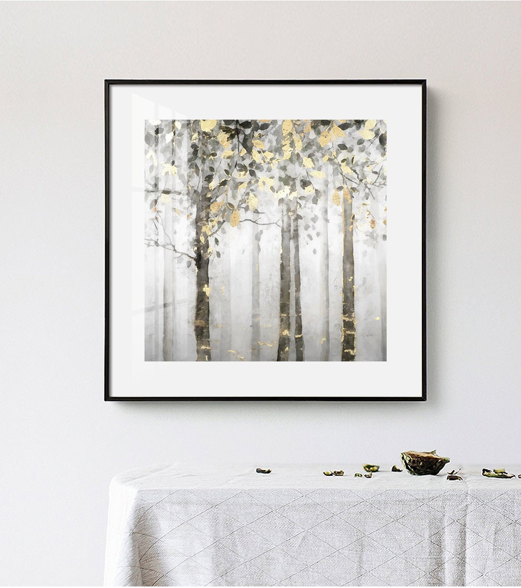 Abstract Square Home Decor Printable Luxury Gold Tree Print - Etsy