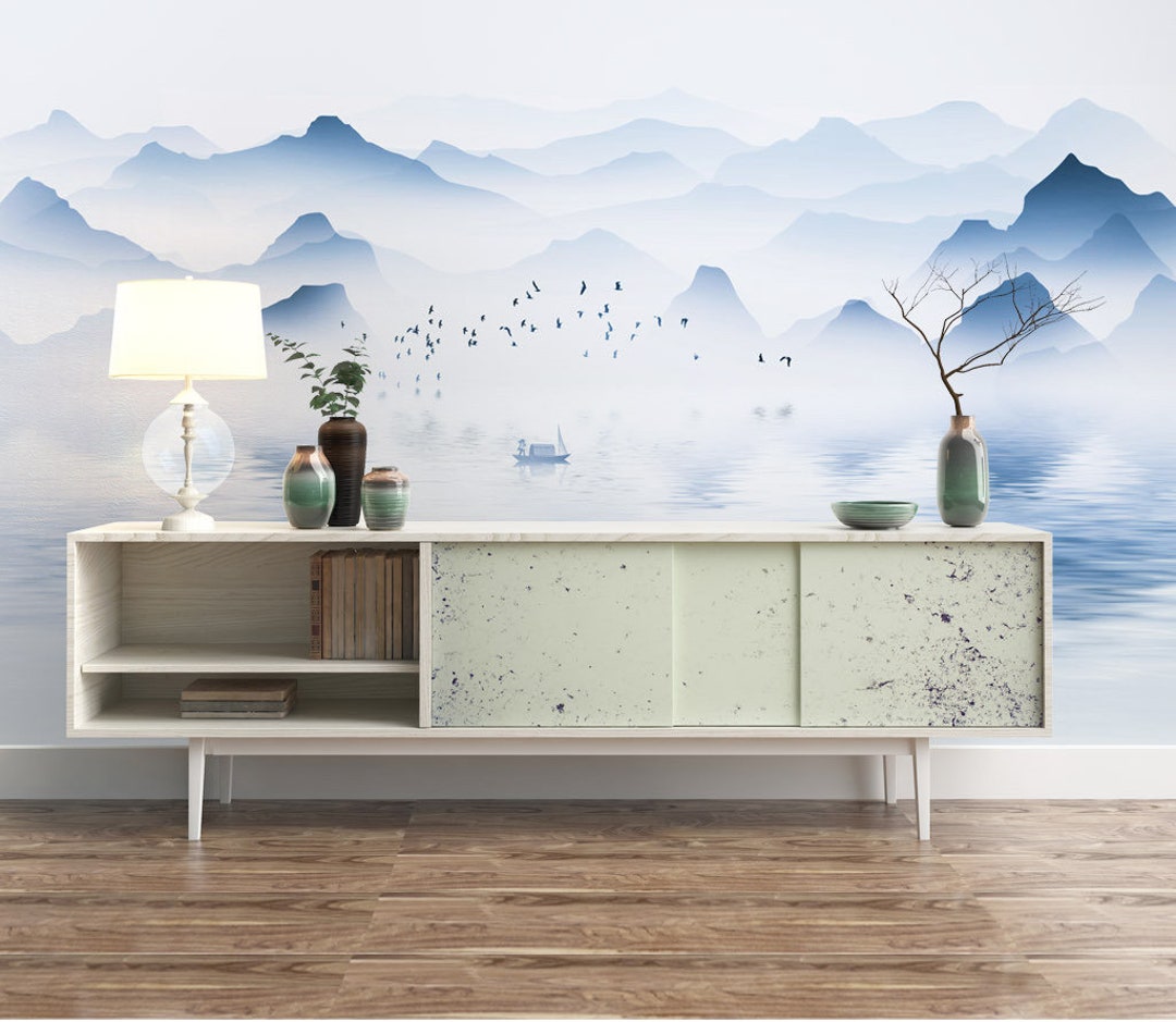 Oriental Artwork Light Blue Shanshui Wall Art Chinese Style - Etsy