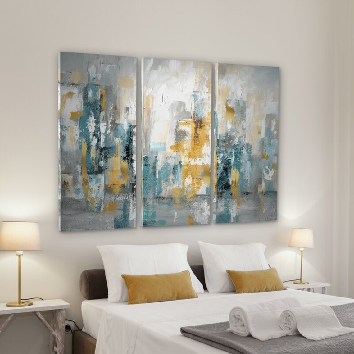 3 Sets of Highly-textured Oil Paint Modern Wall Art Blue | Etsy