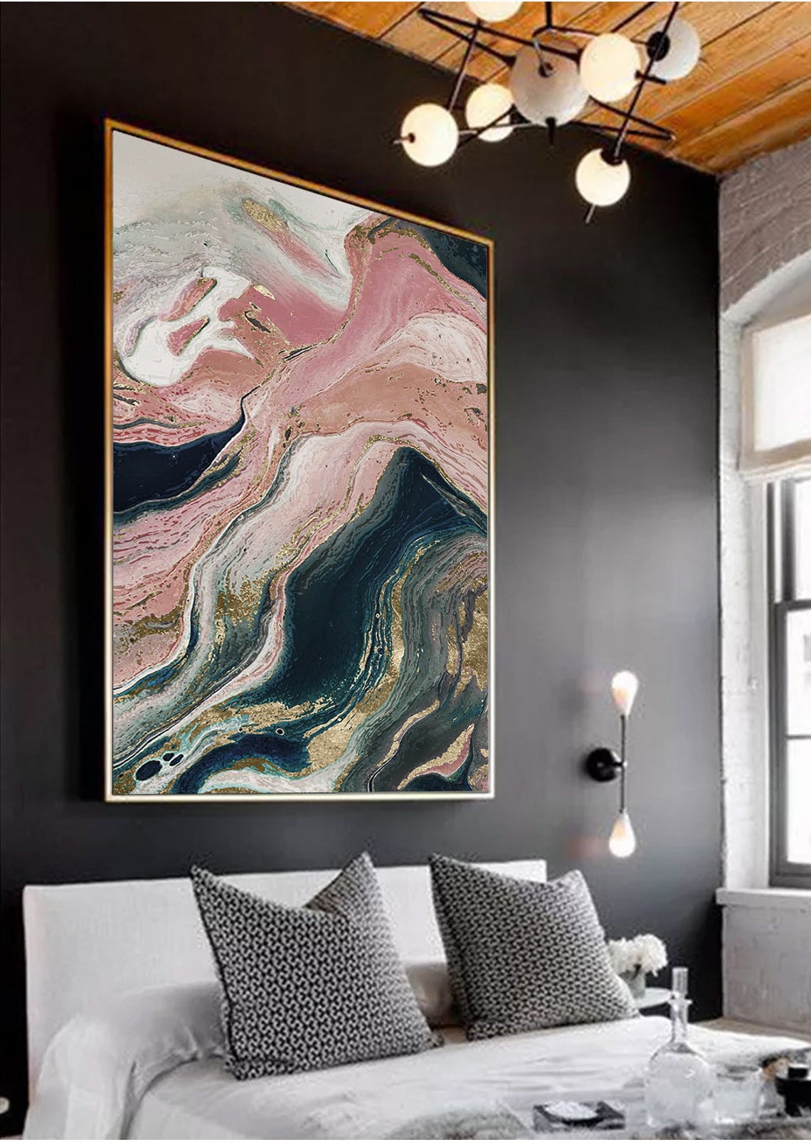 Blue Red Beige Marble Texture Wall Art Color Mix Art Print - Etsy