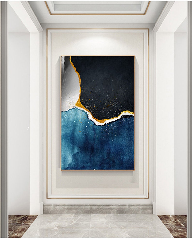 2 Piece Wall Art, 2 Sets Printable Wall Painting Ideas, Blue Black ...