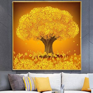 Digital Printable Gold Money Tree, Decoration Painting, Golden Tree ...