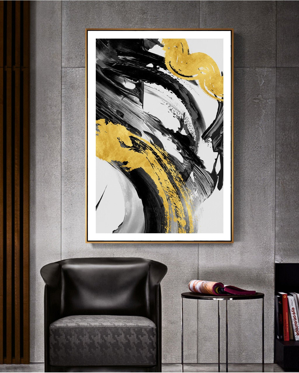 Abstract Ink Artwork Printable Black and Gold Foil Wall Art - Etsy