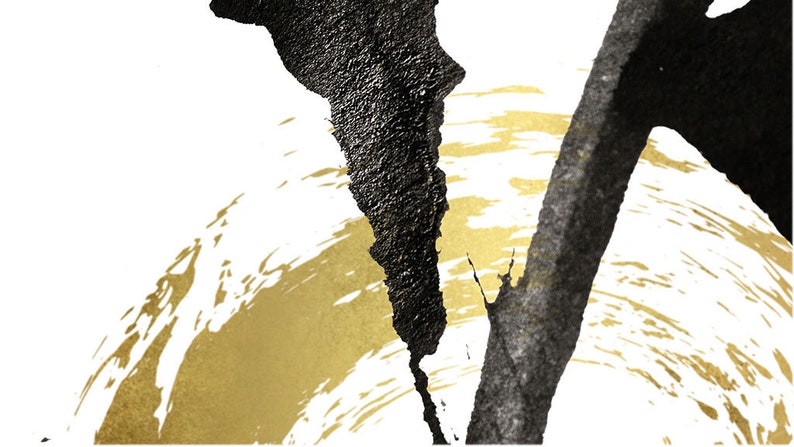 Abstract Gold Foil Print Black and Gold Modern Wall Art - Etsy