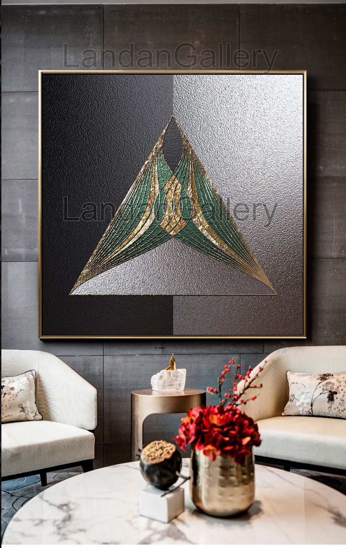 Luxury Metallic Luster Square Wall Art Printable Triangle - Etsy