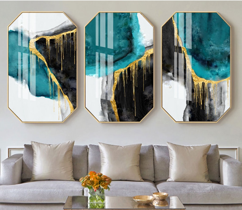 Set of 3 Abstract Painting Instant Downloadlarge Home Décor - Etsy