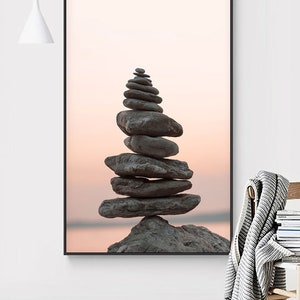 Zen Stacked Stone Art,, Rocks Printable, Nordic Minimalist Landscape ...