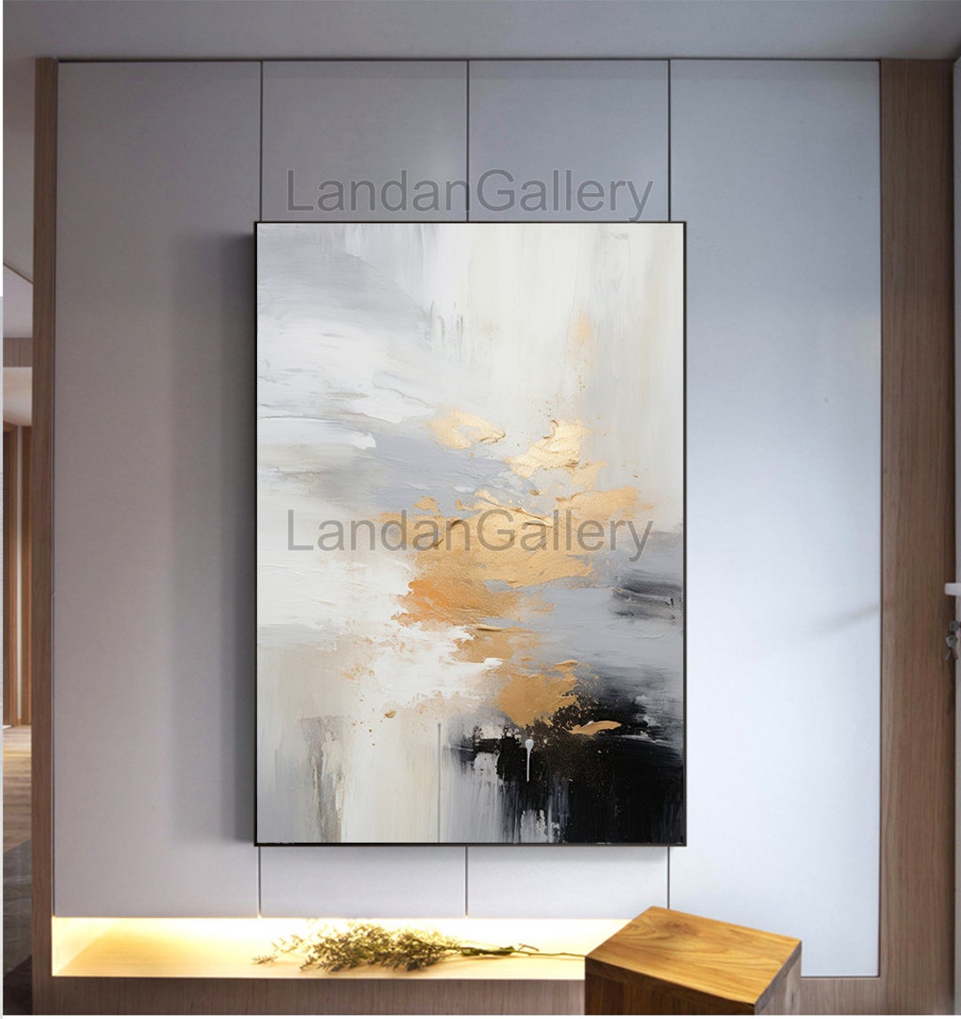 Beautiful Art Print With Gold and Whites Abstract Painting in - Etsy