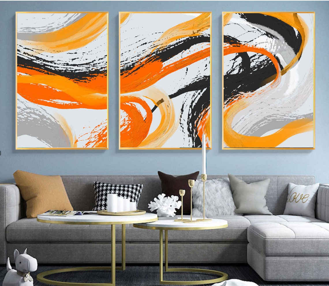 Extra Large Art, 3 Set of Abstract Ink Splash Painting, Instant ...