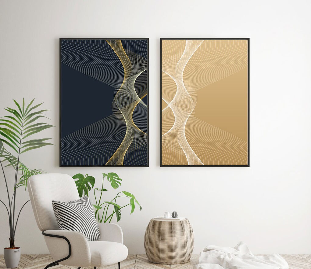 2 set of Symmetrical Geometric Prints Printable Wall Art Set | Etsy
