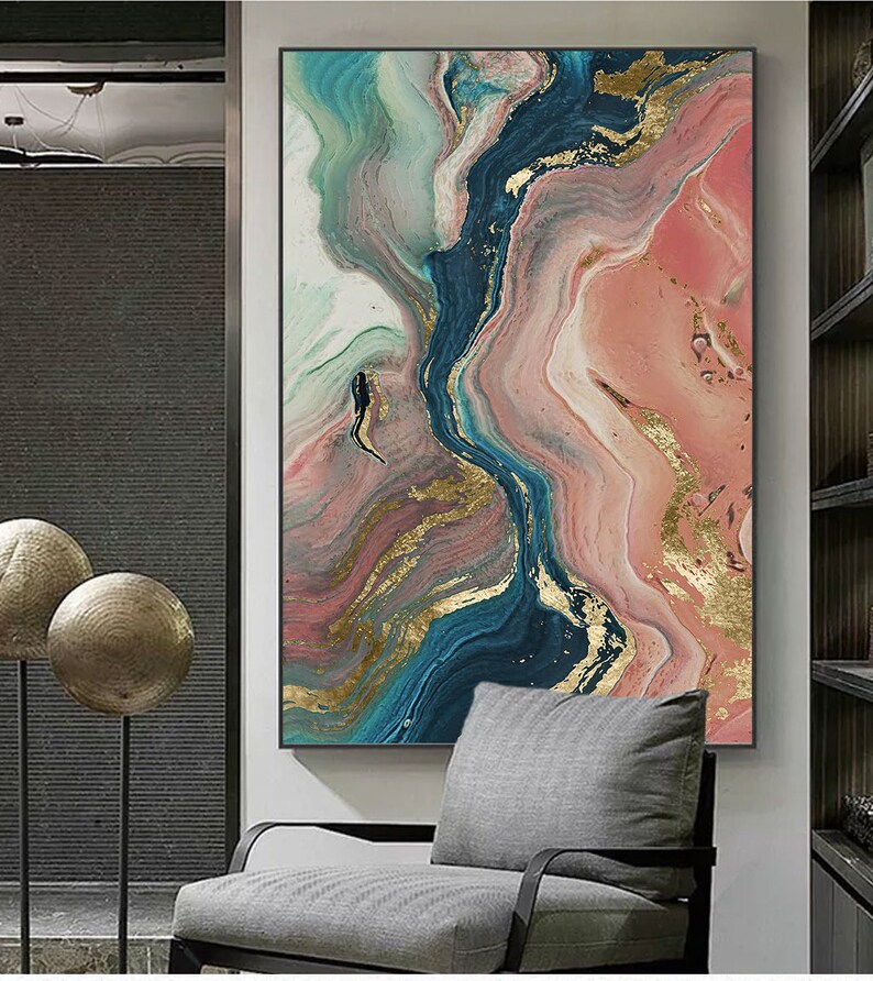 Colorful Handmade gold foil Acrylic Liquid Painting printable | Etsy