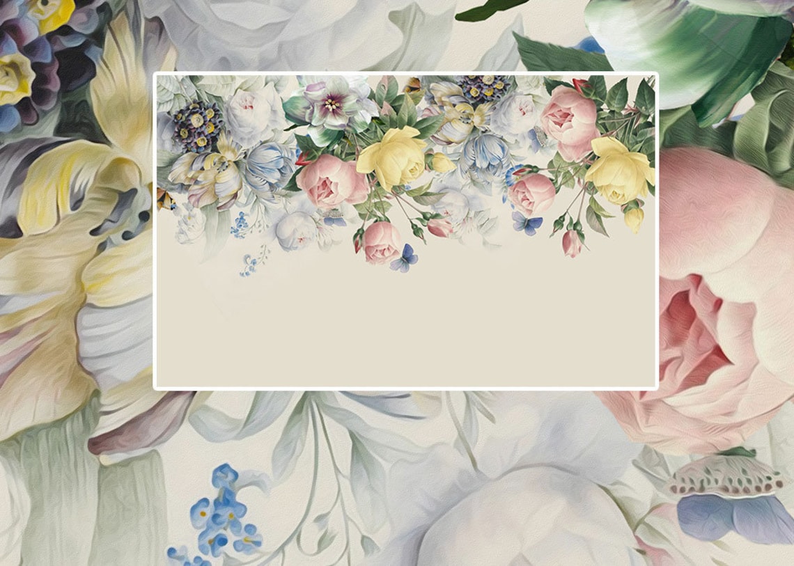 Floral Wallpaper Large Wall Art Printable Nursery Wallpaper - Etsy