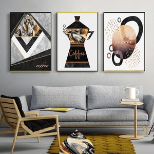 Abstract Set of 3 Coffee Machine, Coffee Poster, Coffee Artwork, Coffee ...