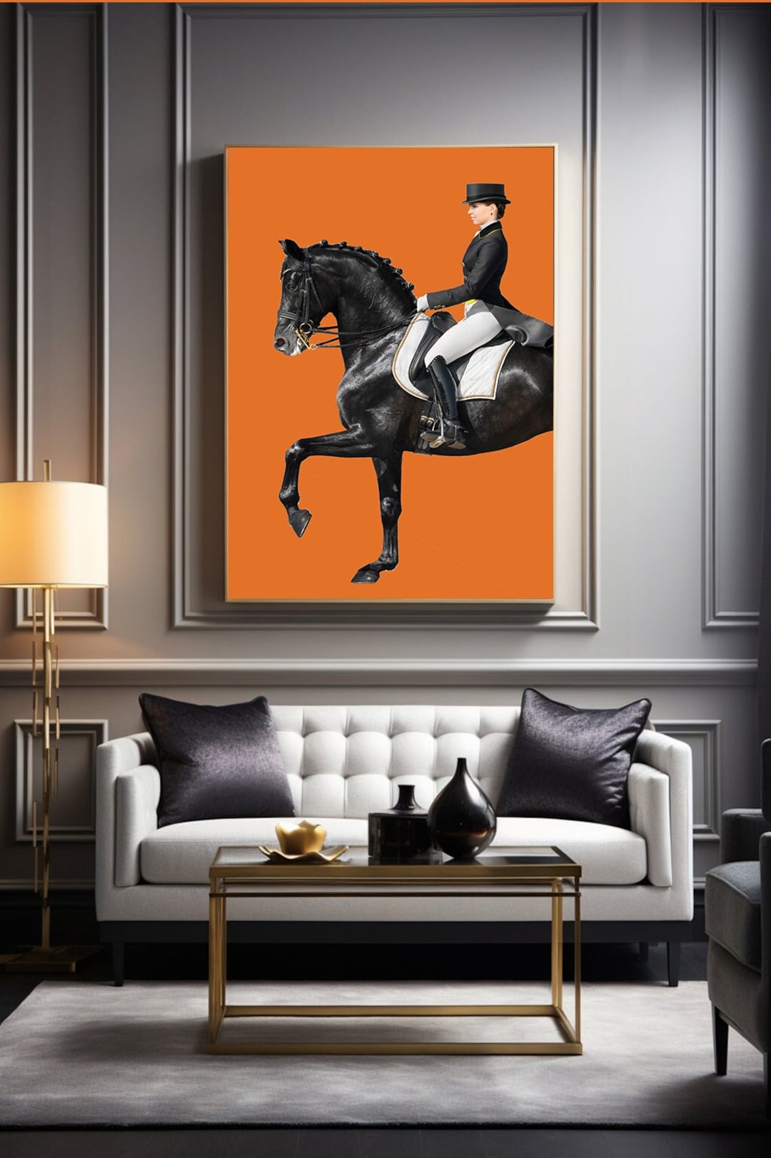 Nordic Royal Equestrian Big Black Horse, Rider, Dressage Black Horese ...