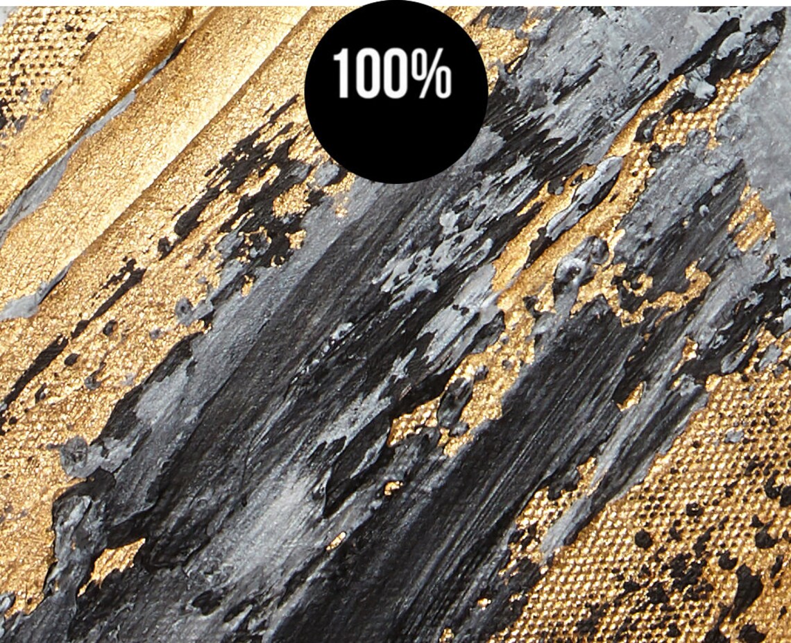 Gold Foil Oil Painting Abstract Golden Grey Colors Oil - Etsy