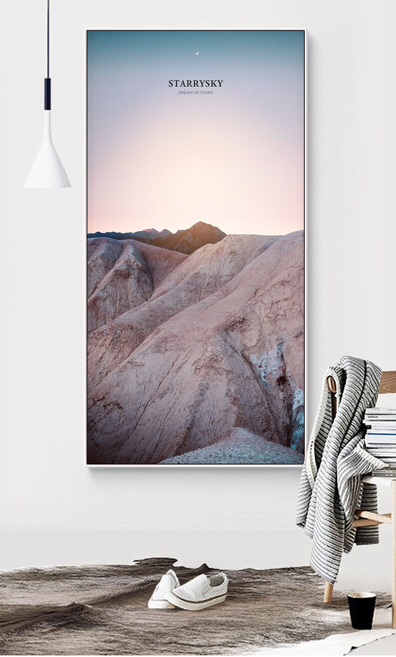 Starry sky Wall Art Digital Printable moon sky mountain | Etsy
