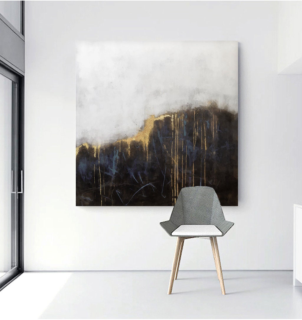 Abstract Black and Gold Foil Design Printable Square Framed - Etsy