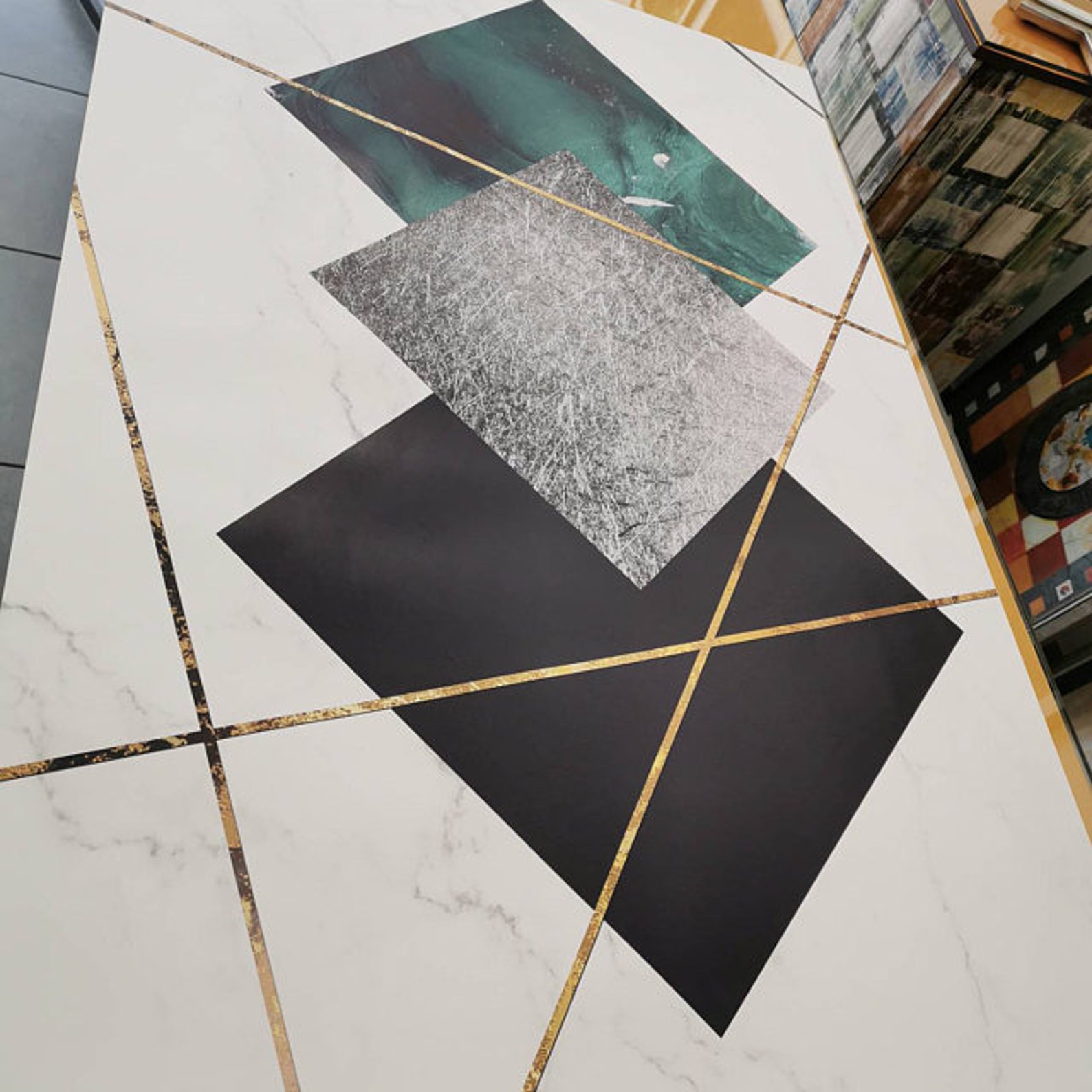 Marble Background Gold Line Print, Wall Art Home Decor, Geometry ...