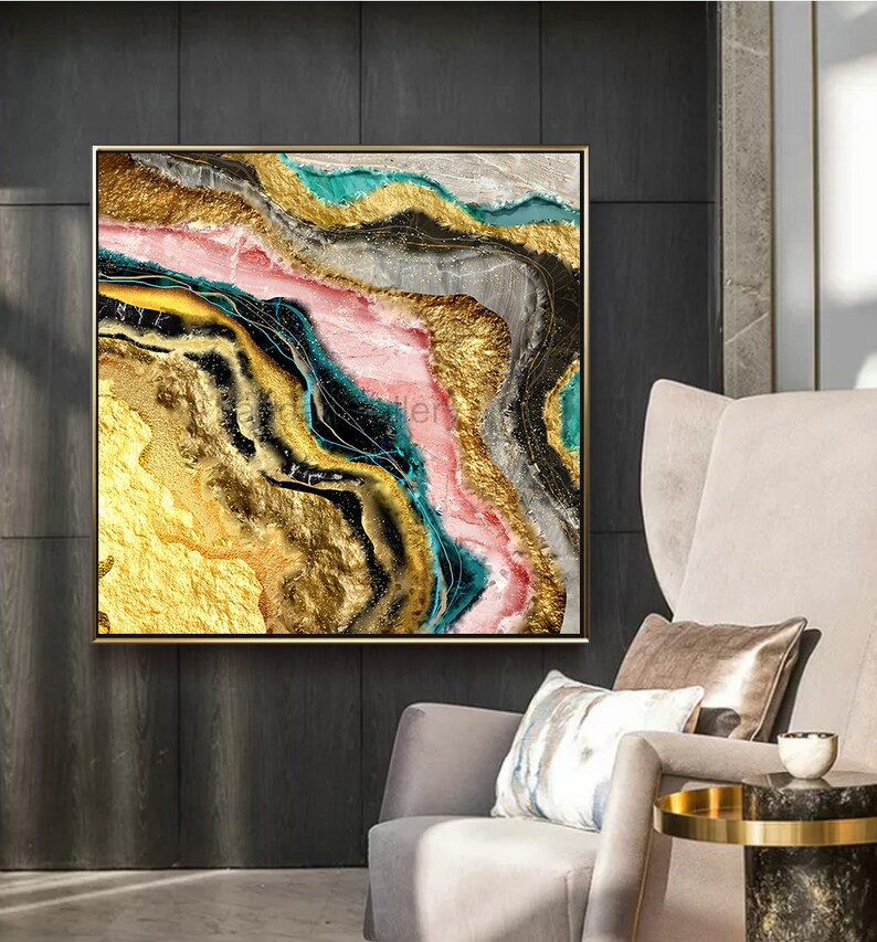 Abstract Square Frame Printable, Pink Gold Marbled Tile, Fashion ...
