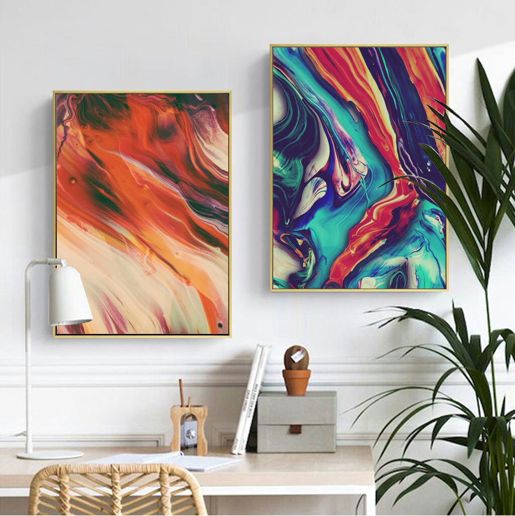 2 Sets of colorful abstract texture living room decor Hotel | Etsy