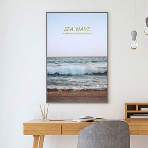3 Sets of Sea Wave Print, Seagull Printable, Blue Seascape, Bird ...