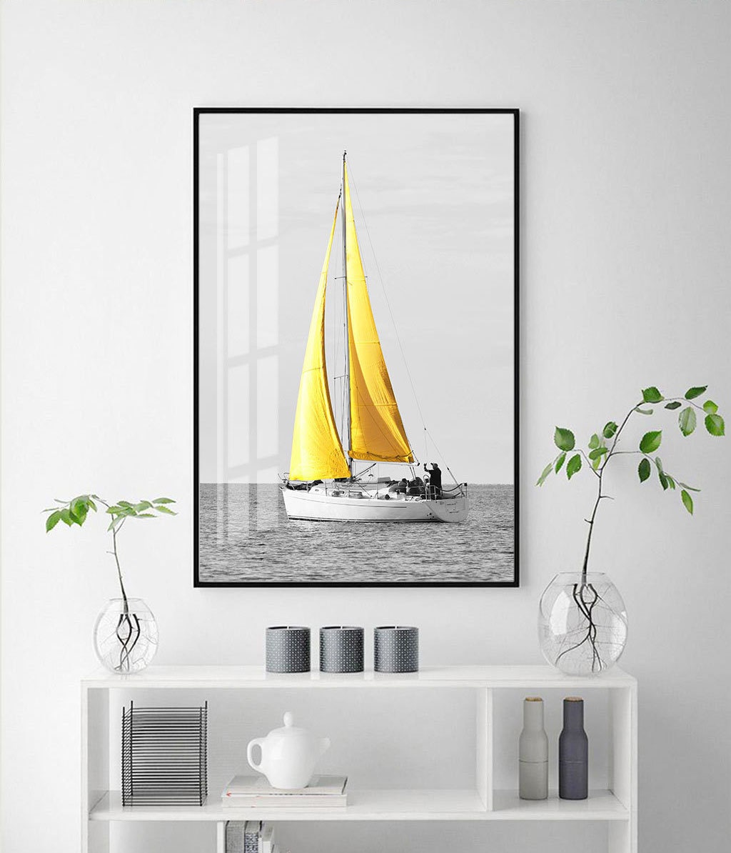 3 Sets of Abstract Golden Sailboat Art Pattern Large Print - Etsy