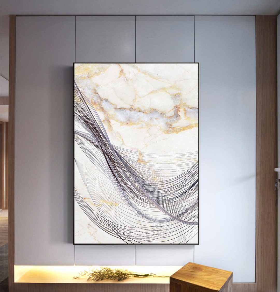 Marble and Lines Print, Abstract Minimalist Lines Decor, Marble Wall ...