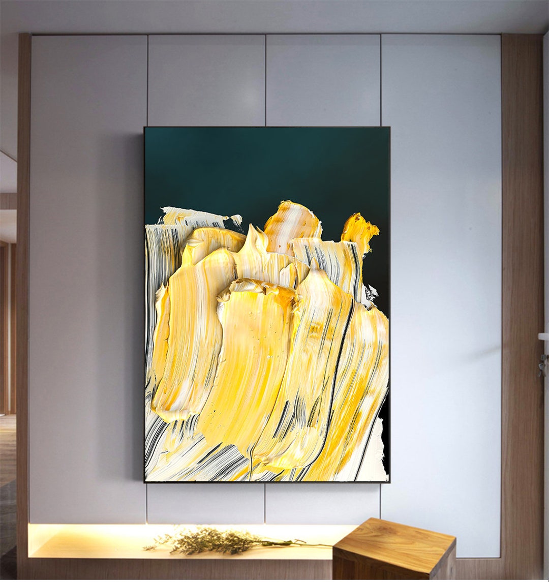 Abstract White & Yellow Oil Paint Brush Stokes Texture Background, Design, Pattern, Liquid ...