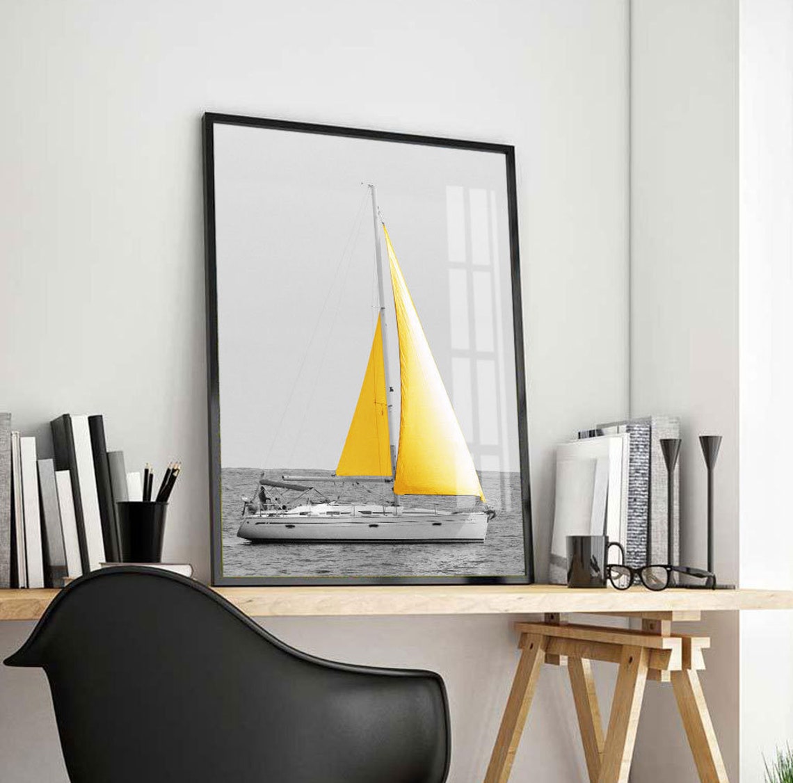 3 sets of Abstract golden sailboat art pattern Large Print | Etsy