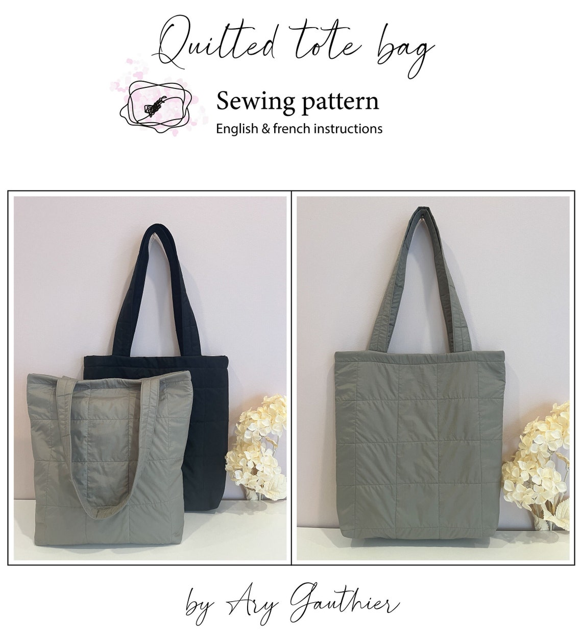 Quilted Tote Bag PDF Sewing Pattern and Tutorial / Quilted Tote Bag ...