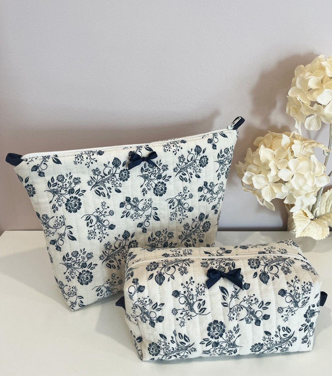 Quilted Makeup Pouch / Quilted Makeup Case 30cm X 20cm & 22cm X 9cm - Etsy