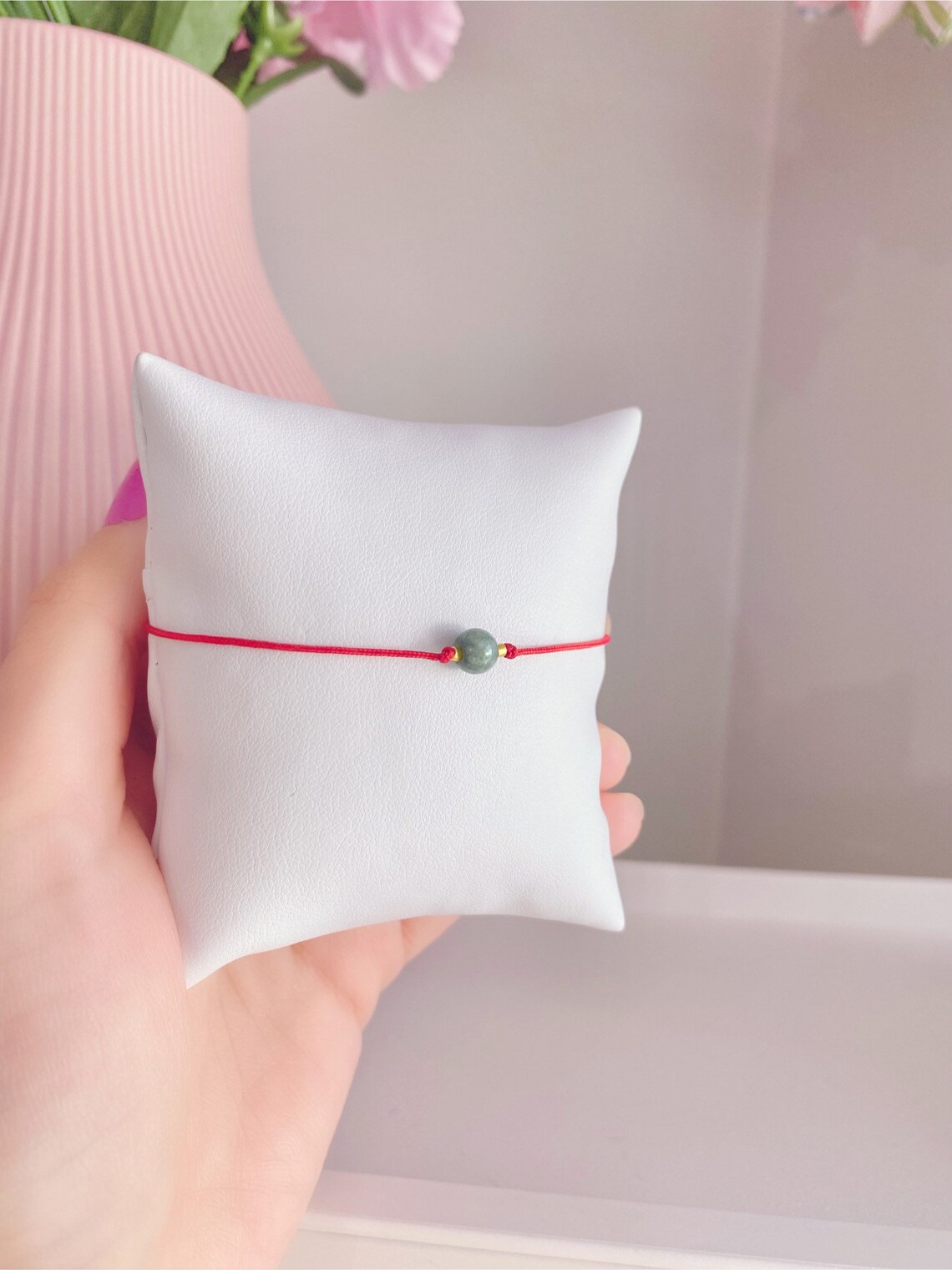 Red String Bracelet: Burmese Jade, Good Luck, Protection - Etsy