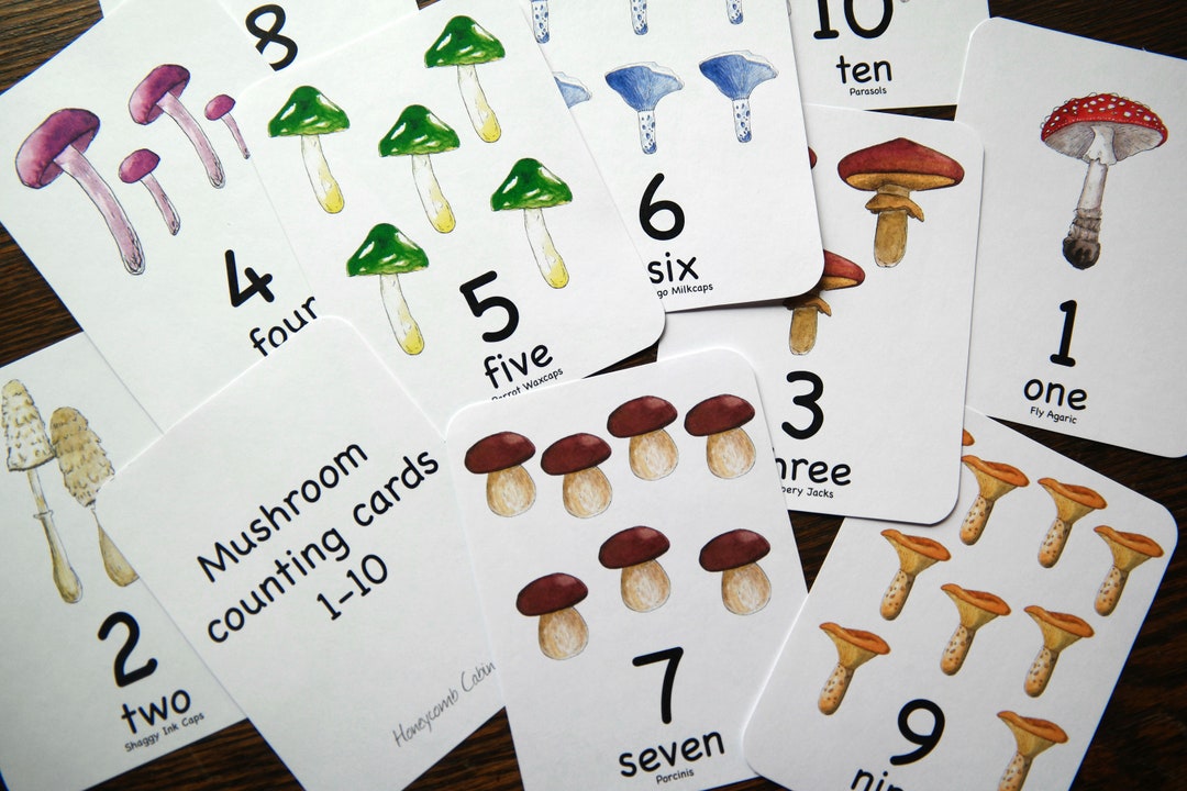 Mushroom Number Cards 1-10 - Preschool Nature Math - Etsy