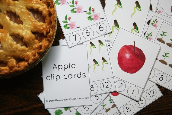 Apple Themed Count and Clip Cards | Etsy